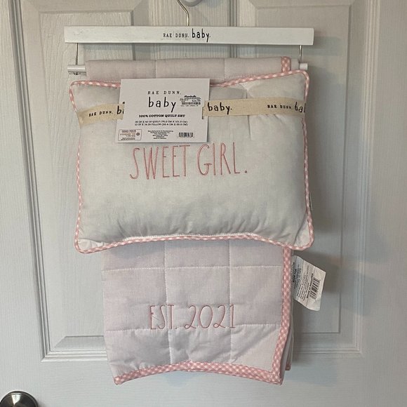 Rae Dunn | Other | Nwt Rae Dunn Sweet Girl Est 22 Baby Quilt Set | Poshmark